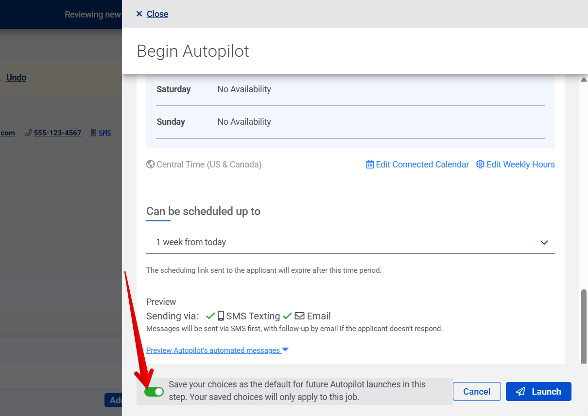 Scheduling interviews using Autopilot