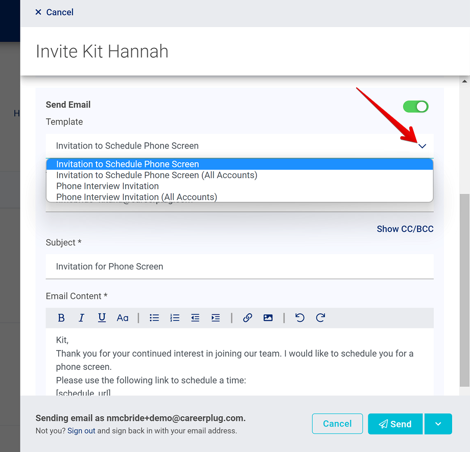 Editing email templates