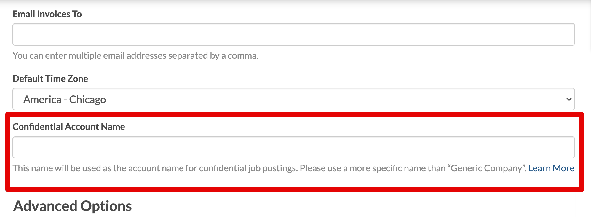 Creating a confidential job posting