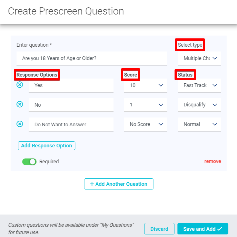 Using prescreen questions