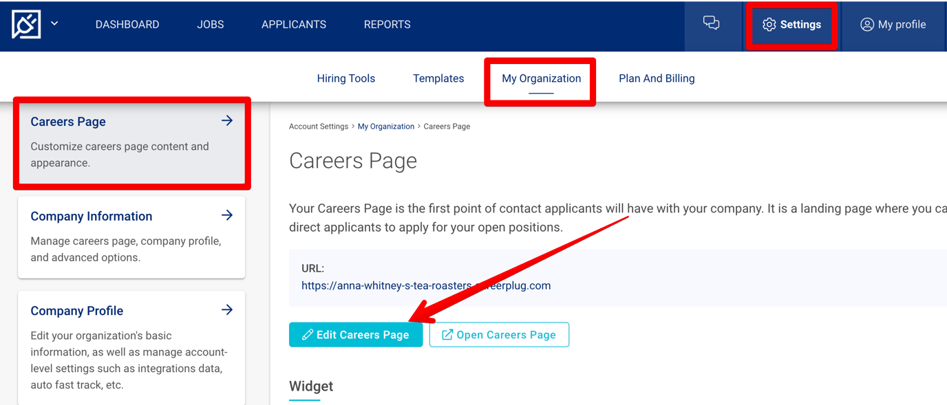 Configuring the colors on your careers page