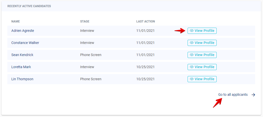 Using the job profile page