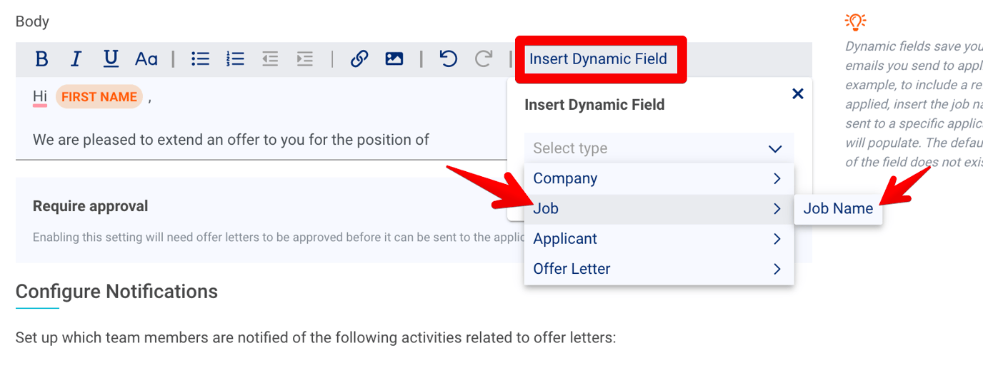 Using offer letters